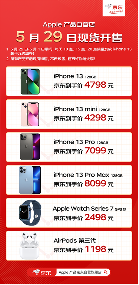 京东 618 iPhone 13 售价新鲜出炉！4798 元起现货限量开售 | 极客公园